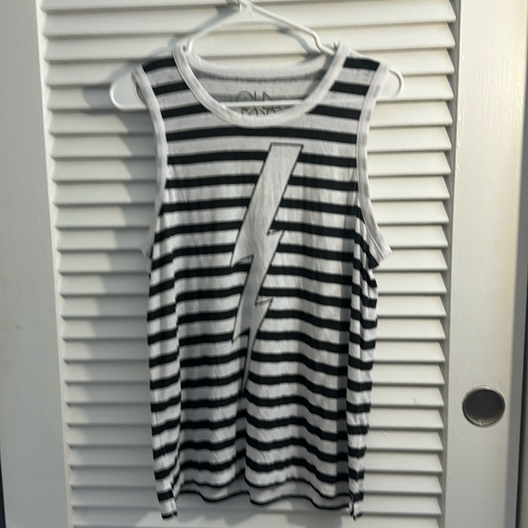 Chaser | Tops | Chaser Whiteblack Stripe Lightning Bolt Tank Large ...
